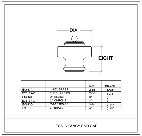 Fancy End Cap 2" - All finishes