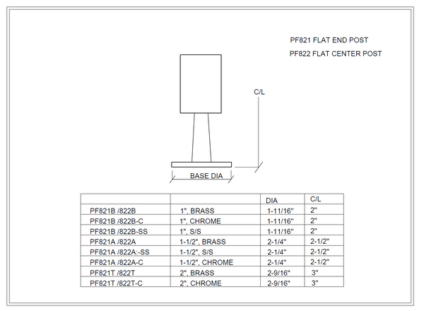 Short Flat End Post 2.0" - All finishes